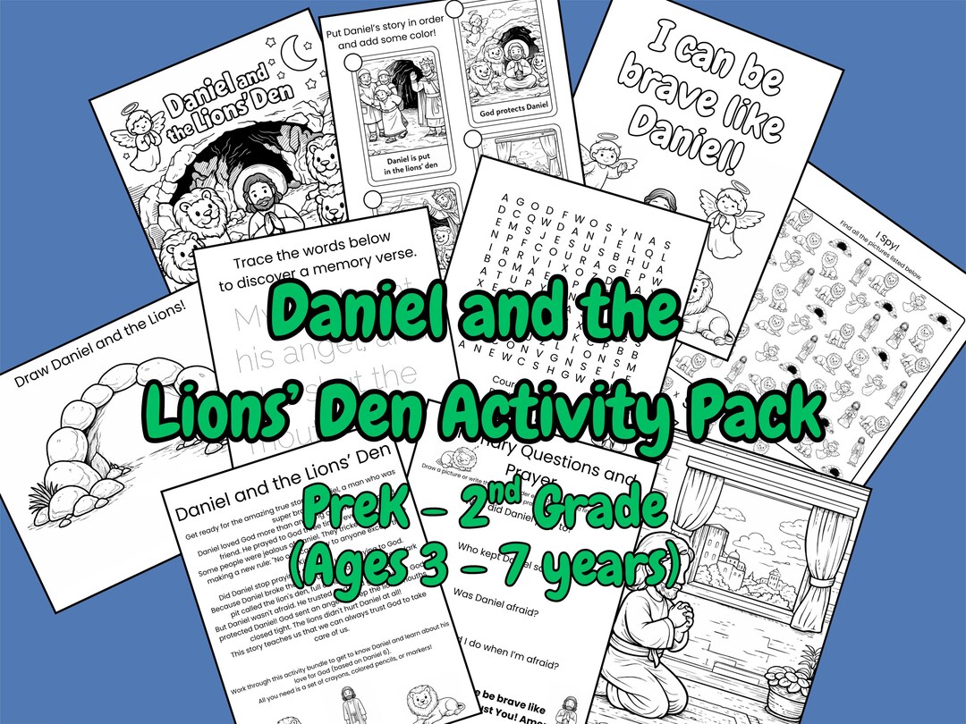 Daniel and the Lions’ Den Activity Pack Bible Lesson Printable Prek ...