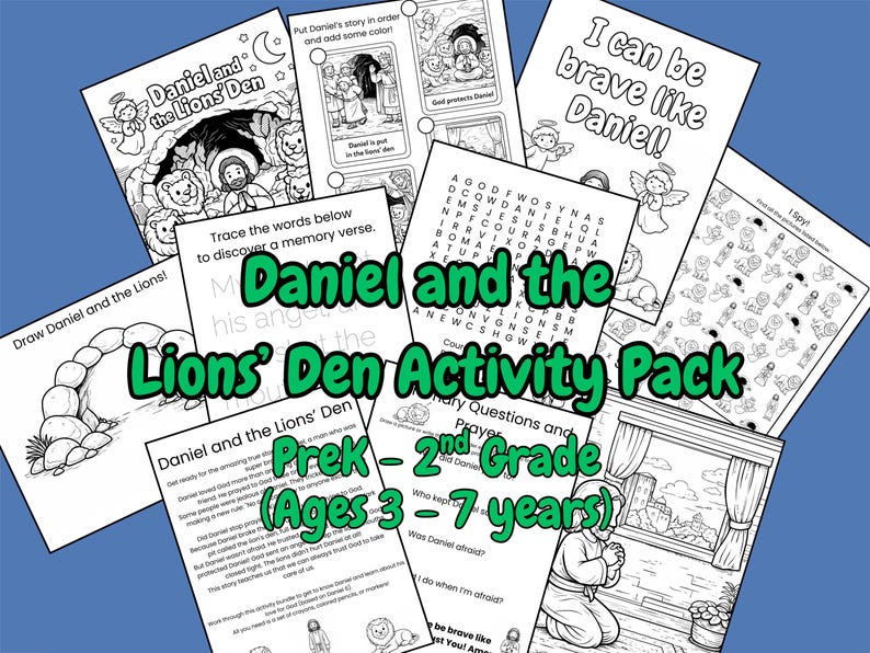 Daniel and the Lions’ Den Activity Pack Bible Lesson Printable Prek ...