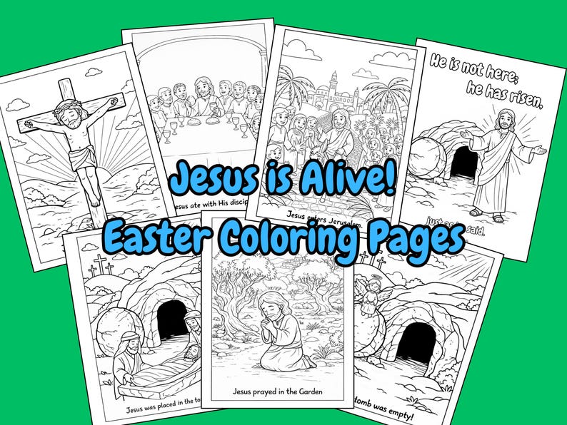 Jesus is Alive Easter Coloring Pages | Bible Story (PDF Pattern) - Etsy