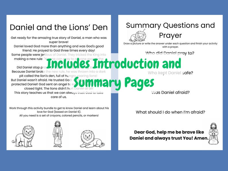 Daniel and the Lions’ Den Activity Pack Bible Lesson Printable Prek ...