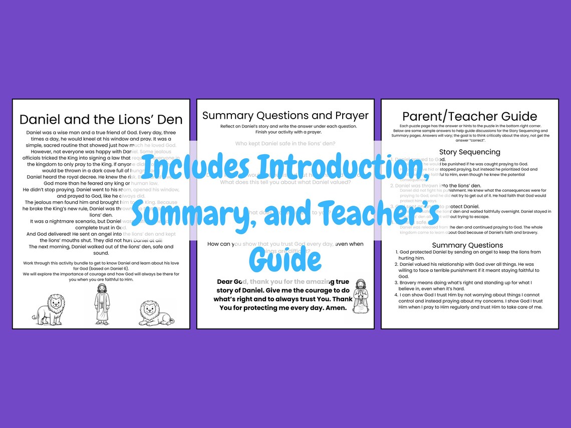 Daniel and the Lions' Den Activity Pack (3rd-6th Grade) | Bible Story ...