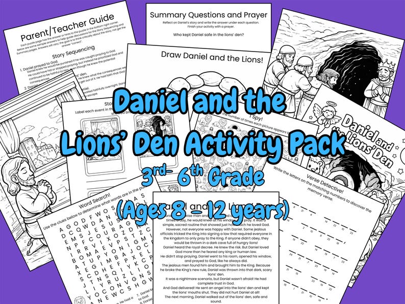 Daniel and the Lions' Den Activity Pack (3rd-6th Grade) | Bible Story ...