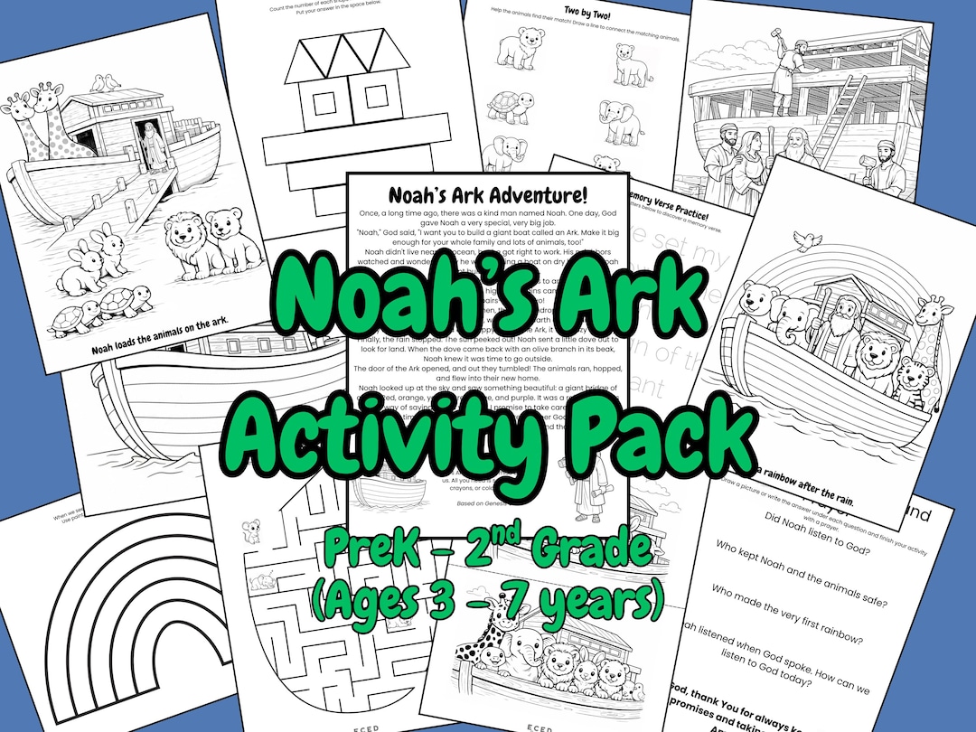 Noah's Ark Activity Pack (prek-2nd Grade) Christian Bible Printable - Etsy