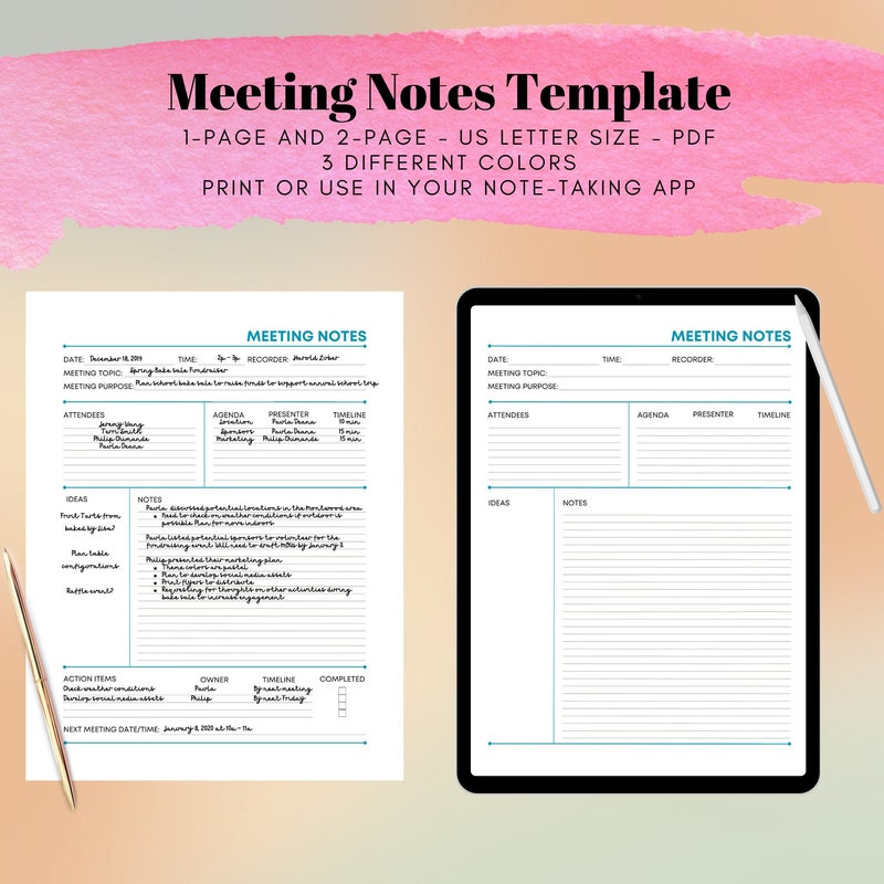 One Note Template for Work - Etsy