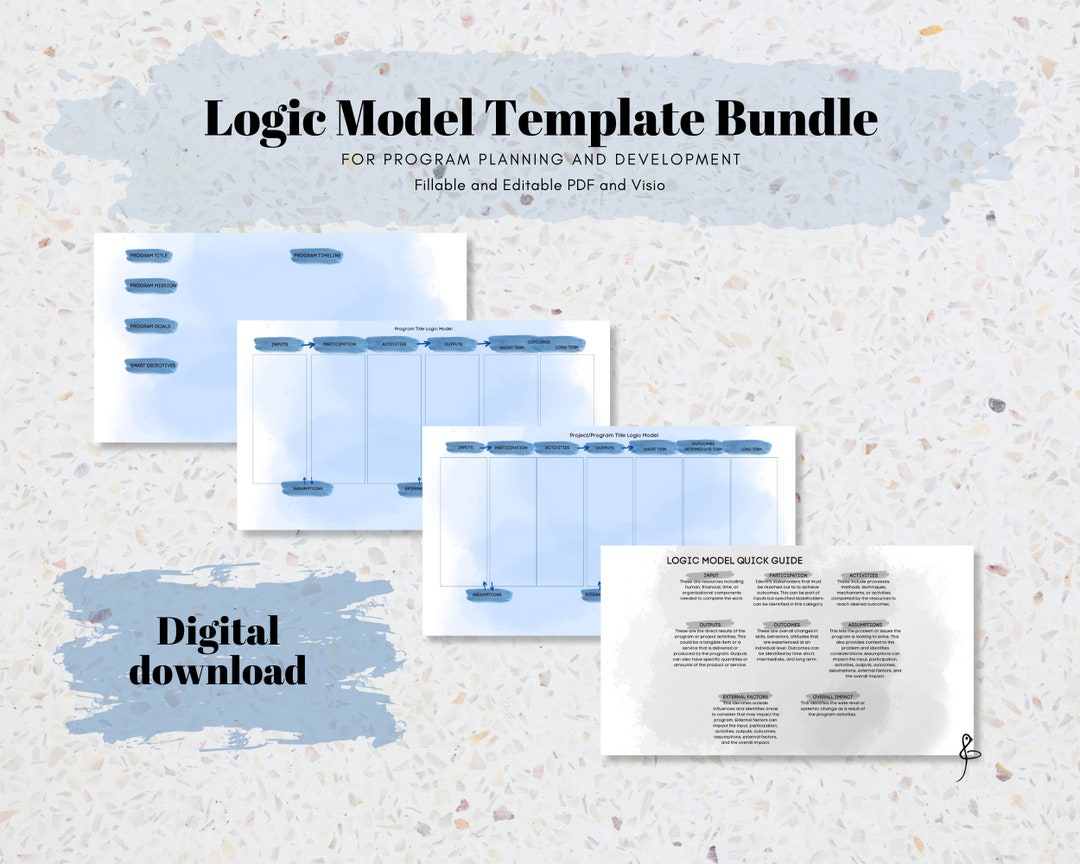 Logic Model Template fillable PDF Visio for Program - Etsy