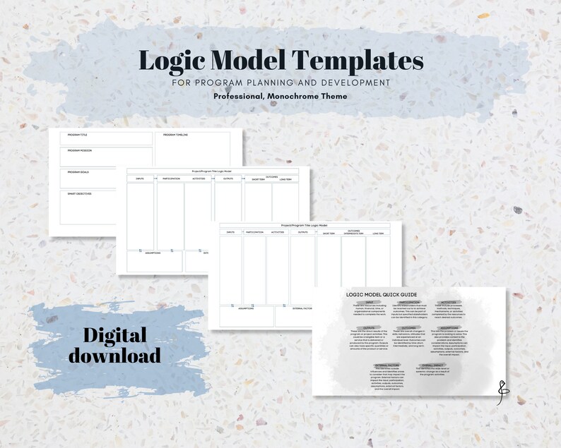 Logic Model Template (fillable PDF, Visio) for Program Planning and ...