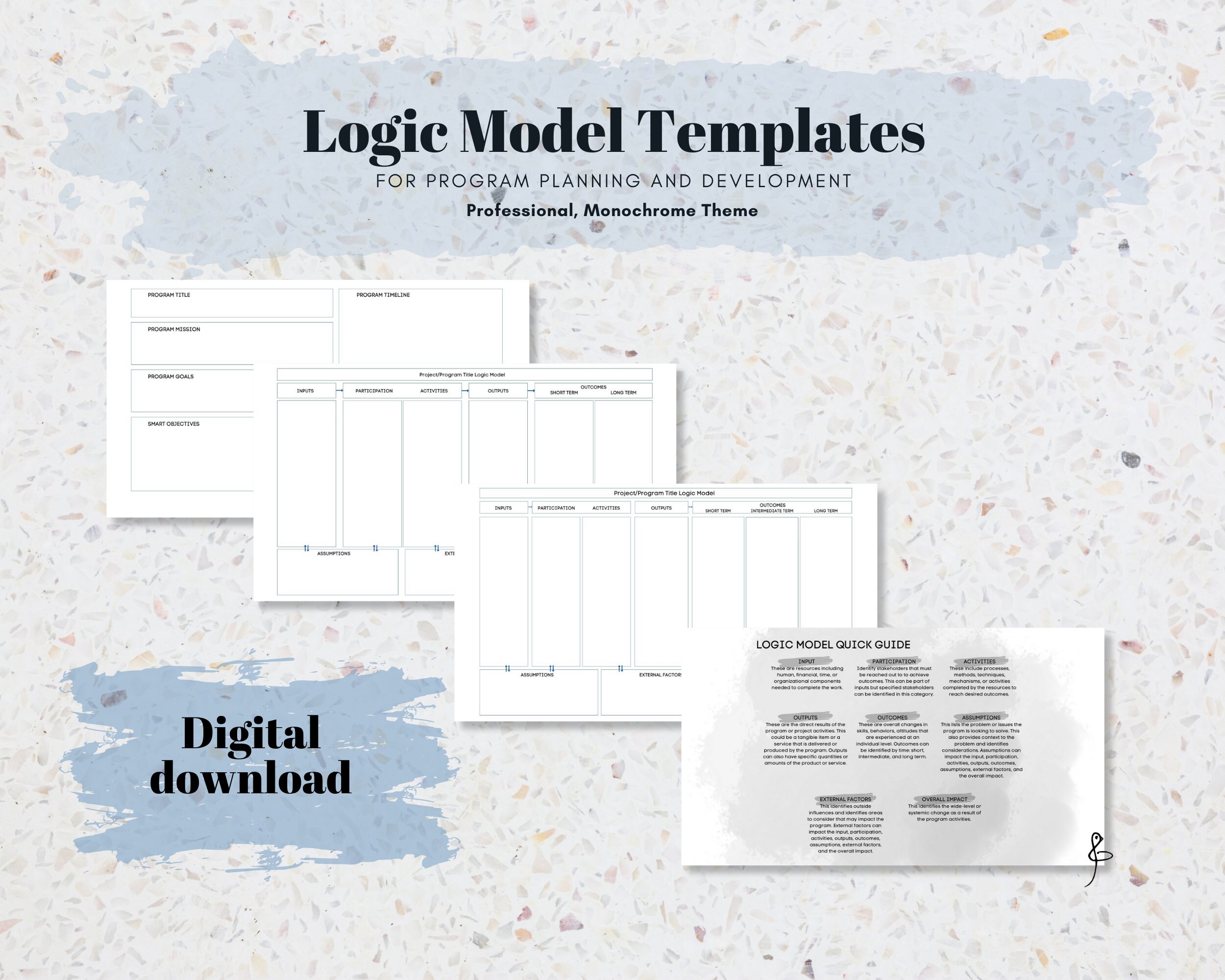 Logic Model Template (fillable PDF, Visio) for Program Planning and ...