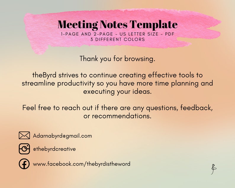 Stay Organized in Meetings – Printable & Digital Meeting Notes Template ...