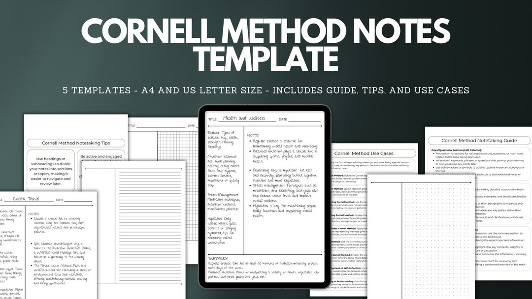 Cornell Method Notes Templates and Guide, Tips, and Use Case Pack ...