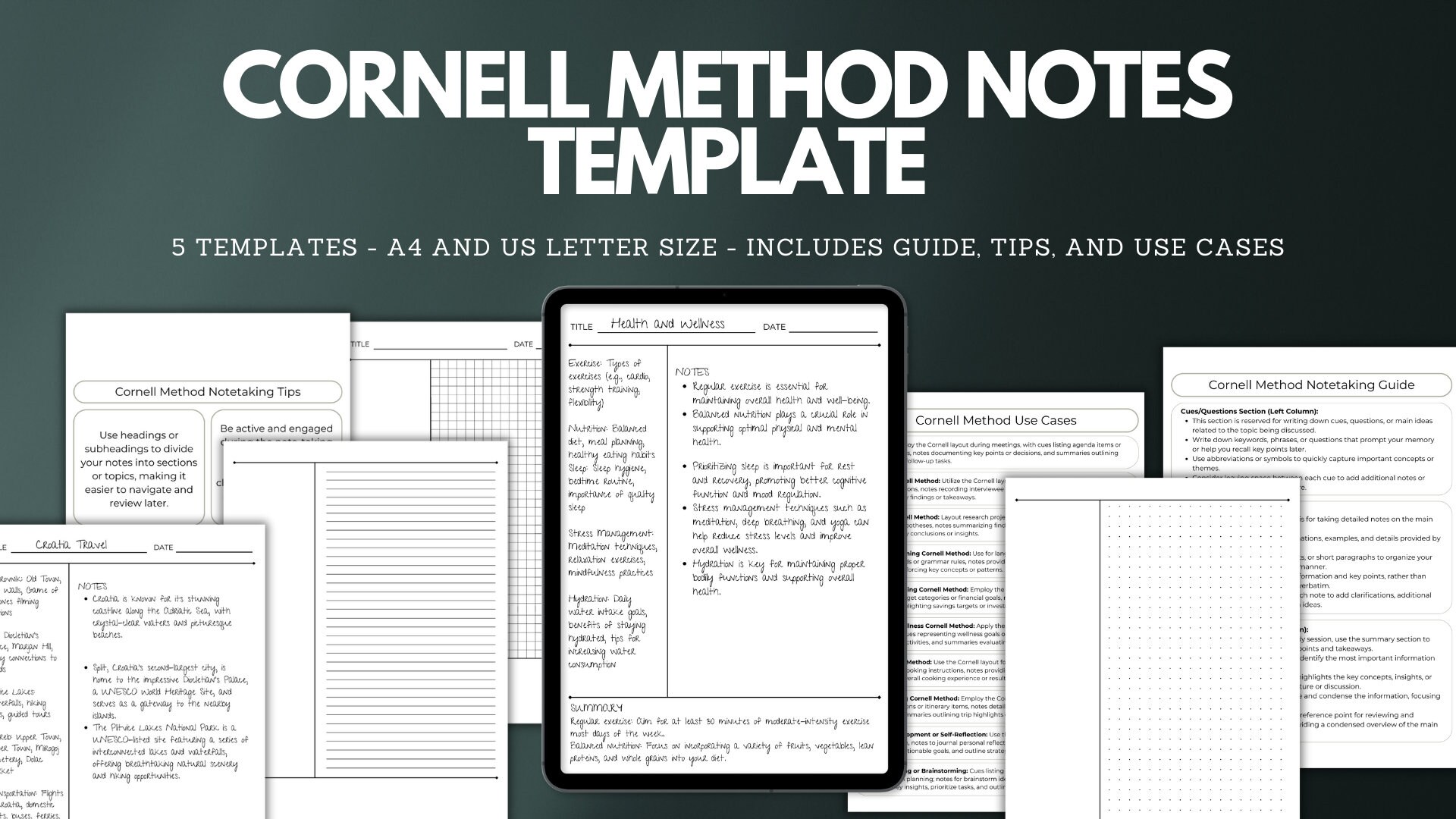 Cornell Method Notes Templates and Guide, Tips, and Use Case Pack ...
