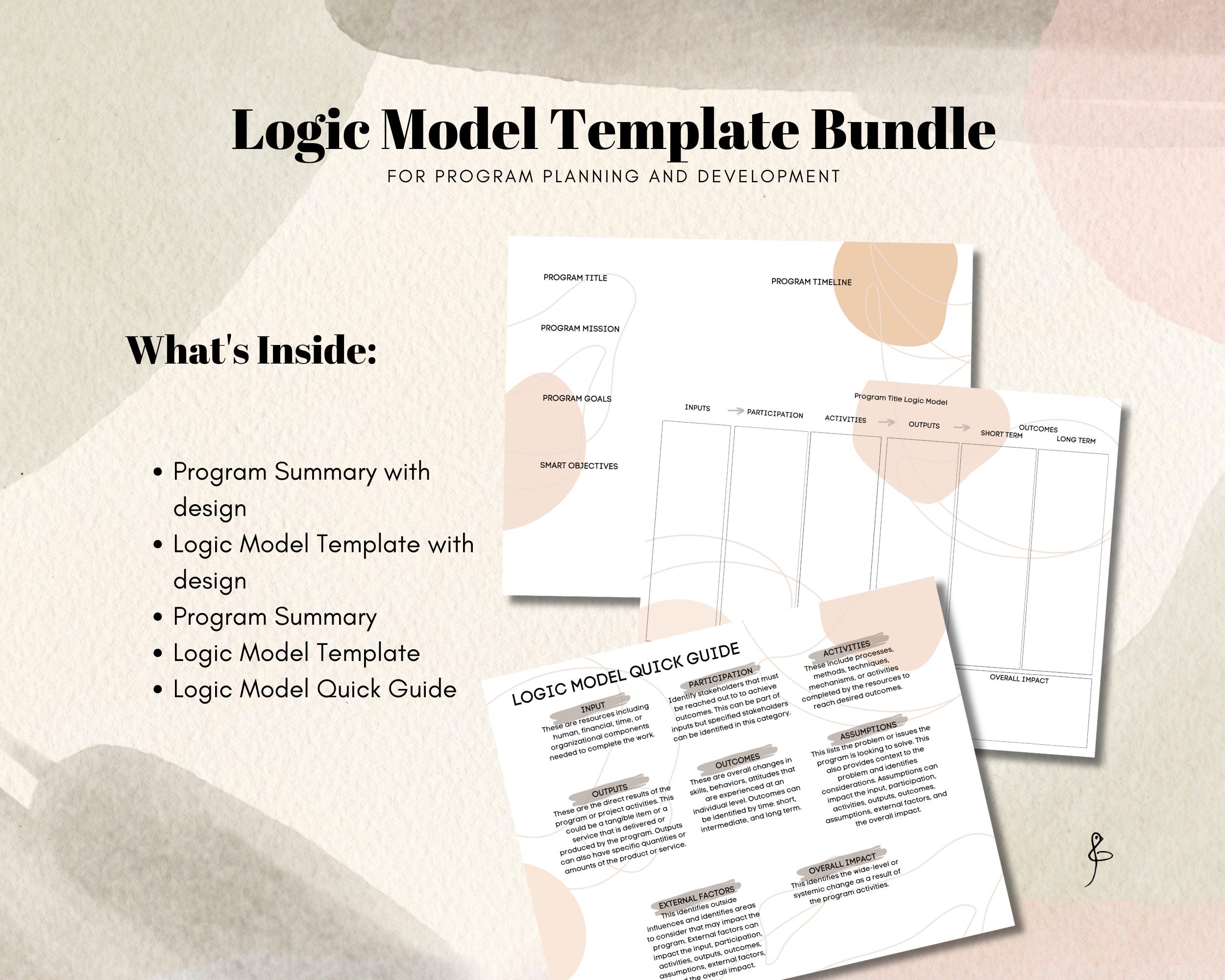Logic Model Template fillable and Editable for Program Planning and ...