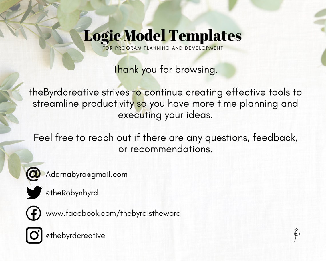 Logic Model Template fillable and Editable for Program Planning and ...