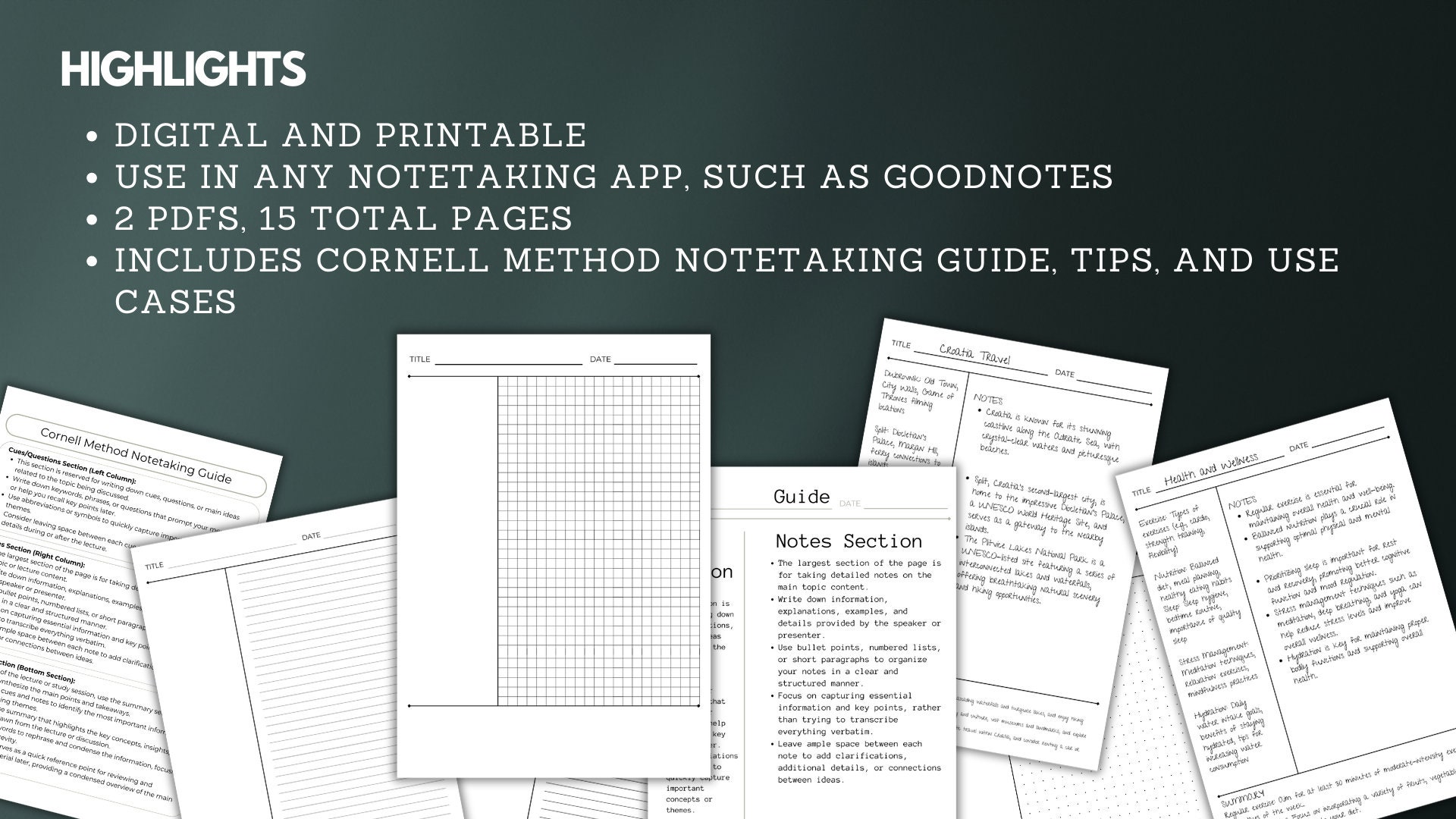 Cornell Method Notes Templates and Guide, Tips, and Use Case Pack ...