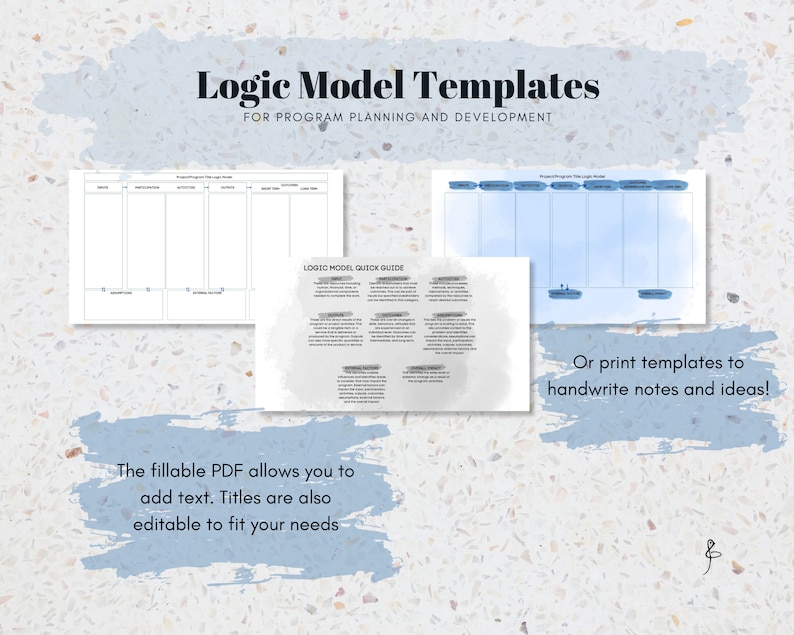 Logic Model Template (fillable PDF, Visio) for Program Planning and ...