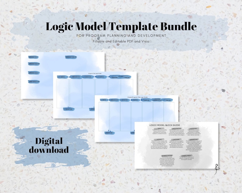 Logic Model Template (fillable PDF, Visio) for Program Planning and ...
