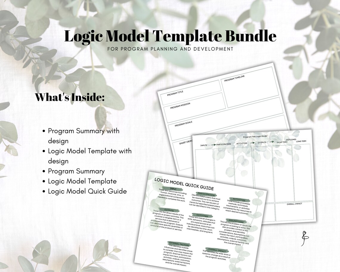 Logic Model Template fillable and Editable for Program Planning and ...