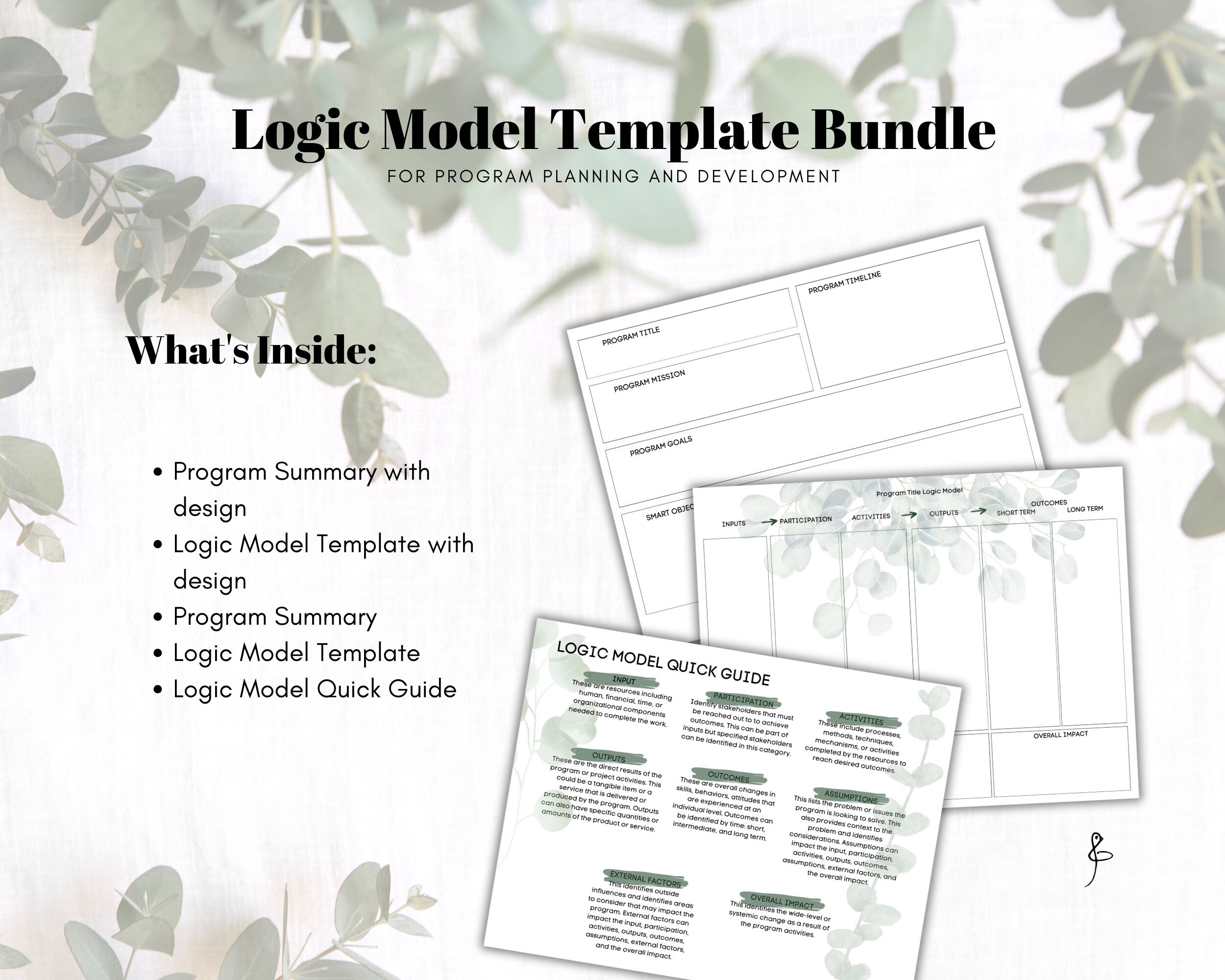 Logic Model Template fillable and Editable for Program Planning and ...