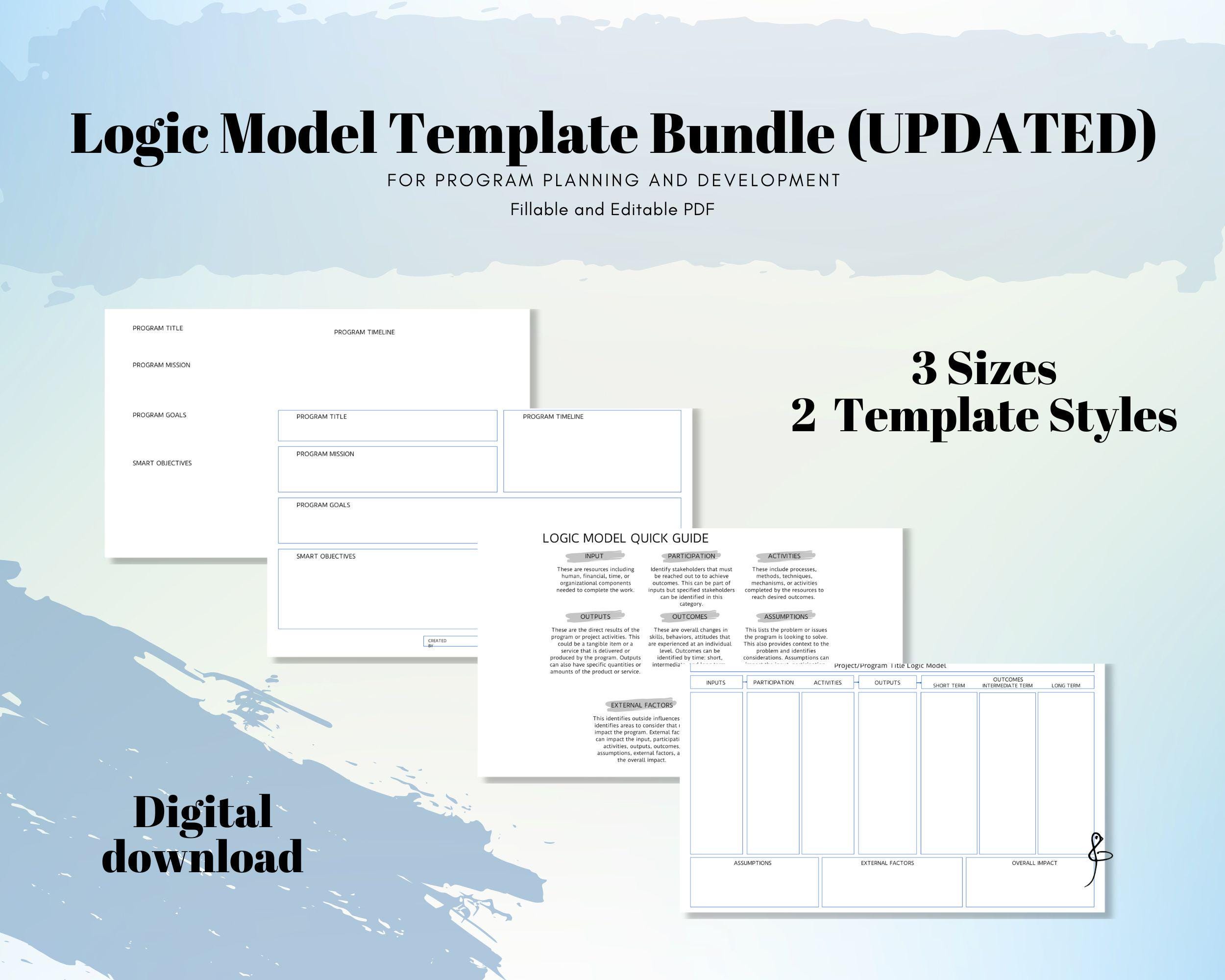 Logic Model Template UPDATED Bundle (fillable and Editable) for ...