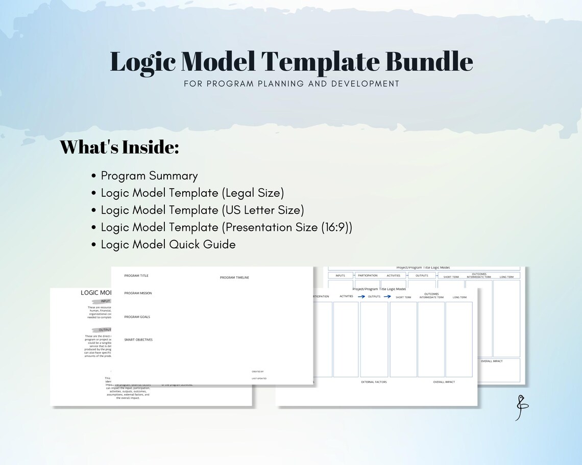 Logic Model Template UPDATED Bundle (fillable and Editable) for ...