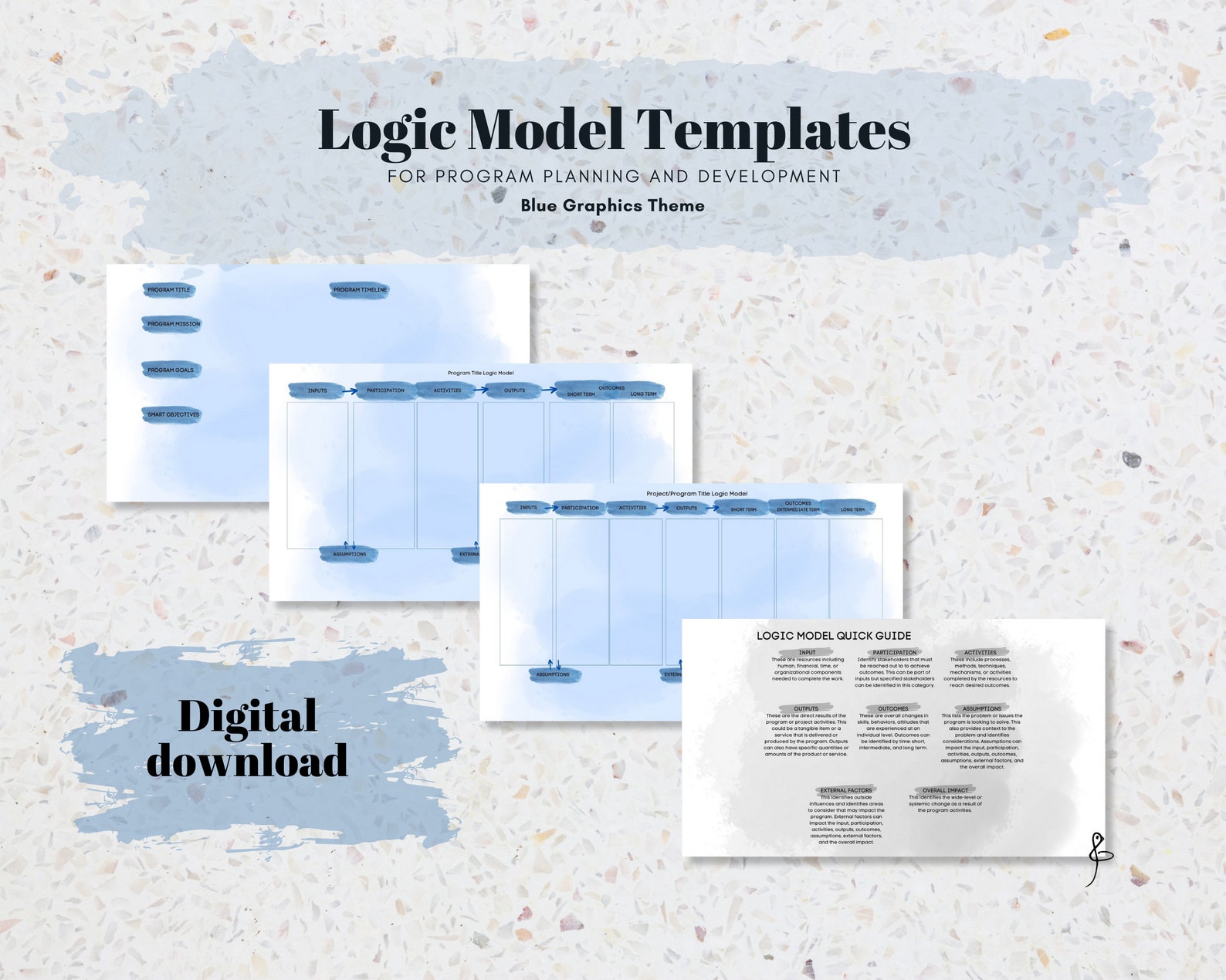 Logic Model Template (fillable PDF, Visio) for Program Planning and ...