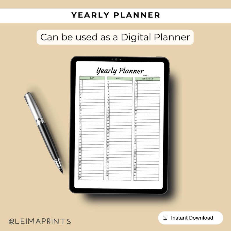 Minimalist Yearly Planner Printable | A4 & US Letter (digital Download ...
