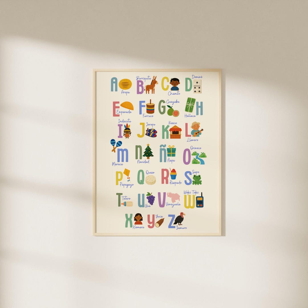 Spanish Alphabet Wall Art for Kids – Venezuelan Abecedario ...