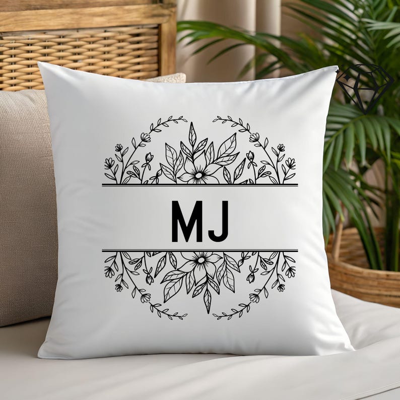 Floral Monogram Svg Bundle: Split Monogram, Cricut Cut Files ...