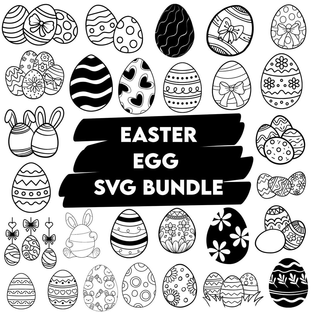 Easter Egg Svg Bundle:happy Easter Vector, Clip Art,silhouette,digital ...