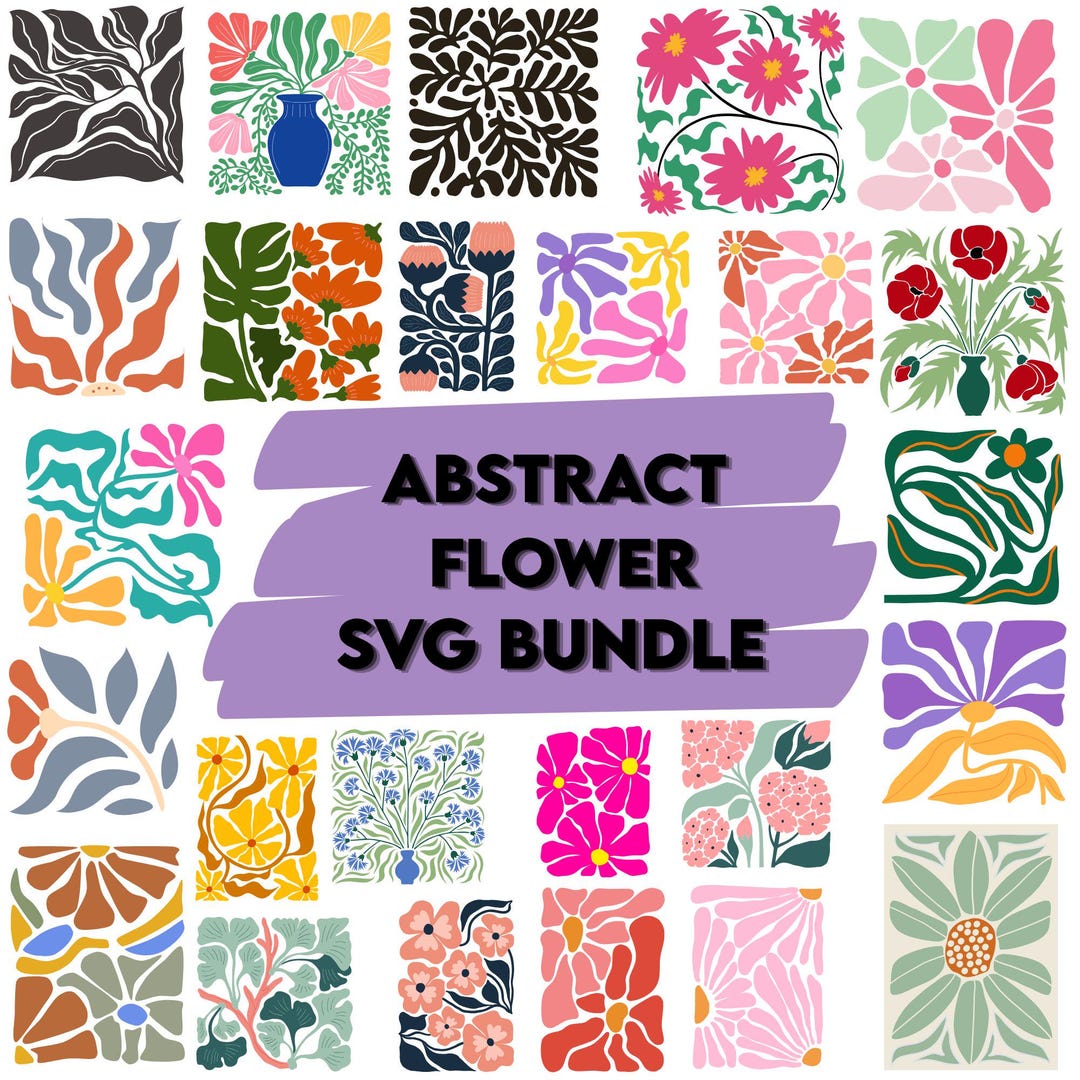 Abstract Flower Svg Bundle: Retro Floral,boho Flower,digital Files ...