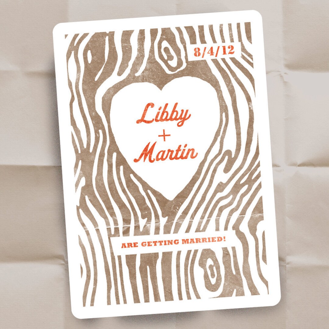 Rustic Save the Date Postcard, Woodgrain Wedding Invitation, Western ...