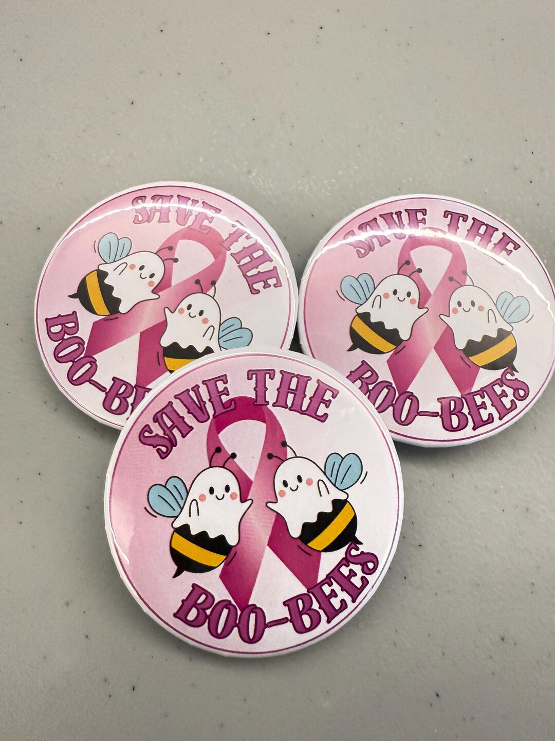 Save the Boo-bees Button | Kawaii Ghost Bee Breast Cancer Awareness Pin ...