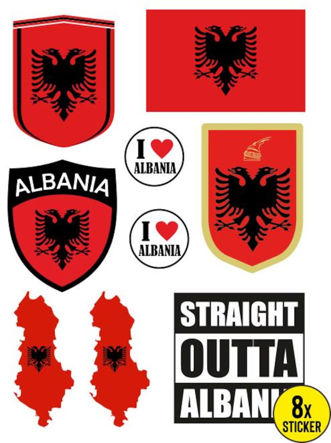10 X Albania Flag Decal Sticker- CAR Bike MOTORCYCLE Laptop TABLET ...