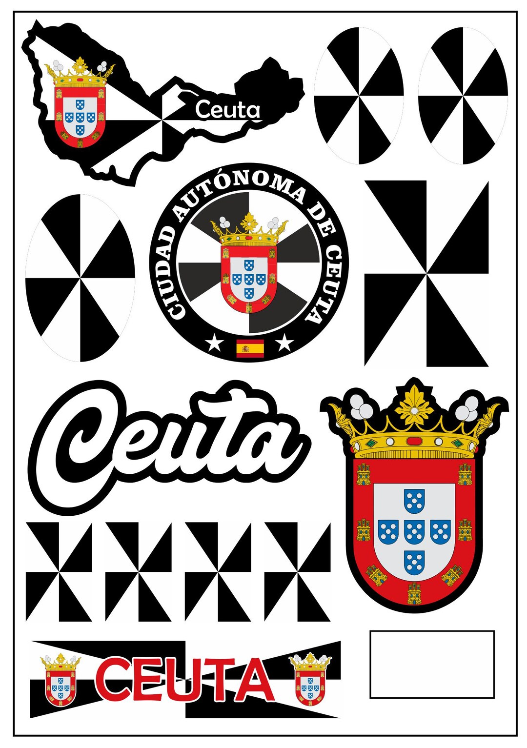 Ceuta Spain Sticker Set 13x – Flag Decal Car Motocyle PC Notebook ...