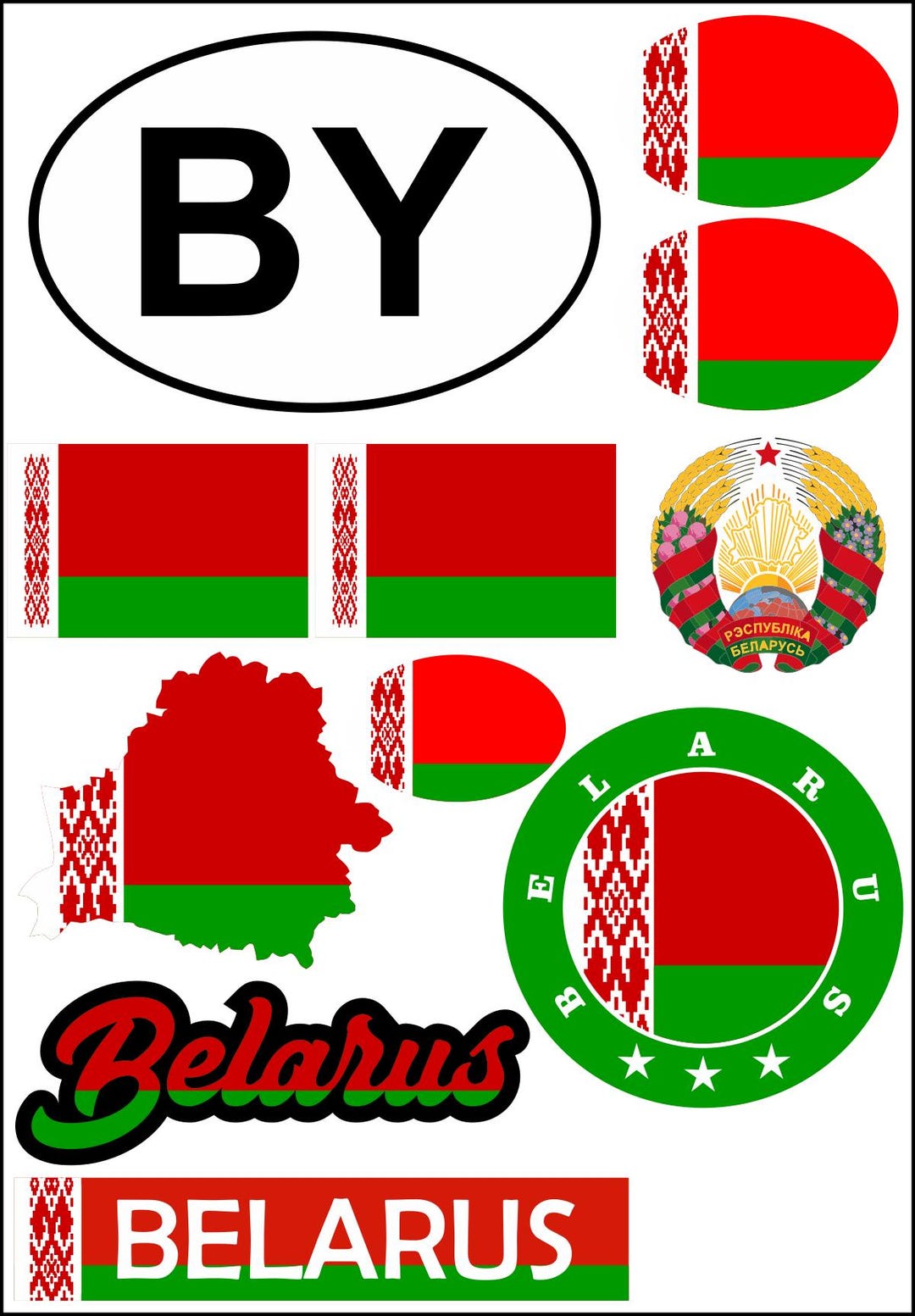 Belarus Sticker Set 11x – 167×230 Mm – Country Vinyl Decals AK - Etsy