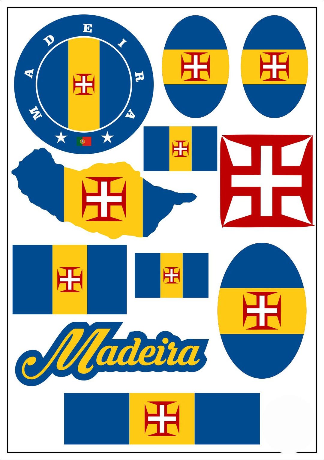 Madeira Sticker Set 11x – Regional Flag Designs, Madeira Emblems and ...