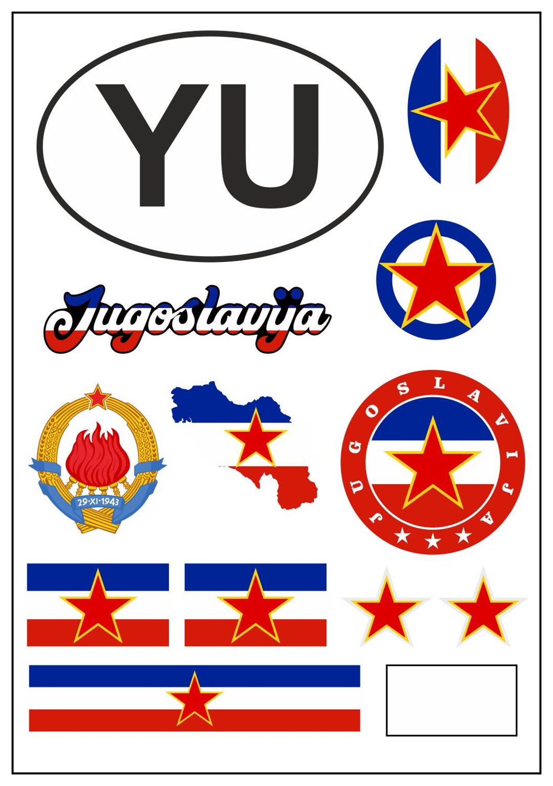 Jugoslavia 11x Decal Pack – Sticker Flag and Map Sticker Set AK - Etsy