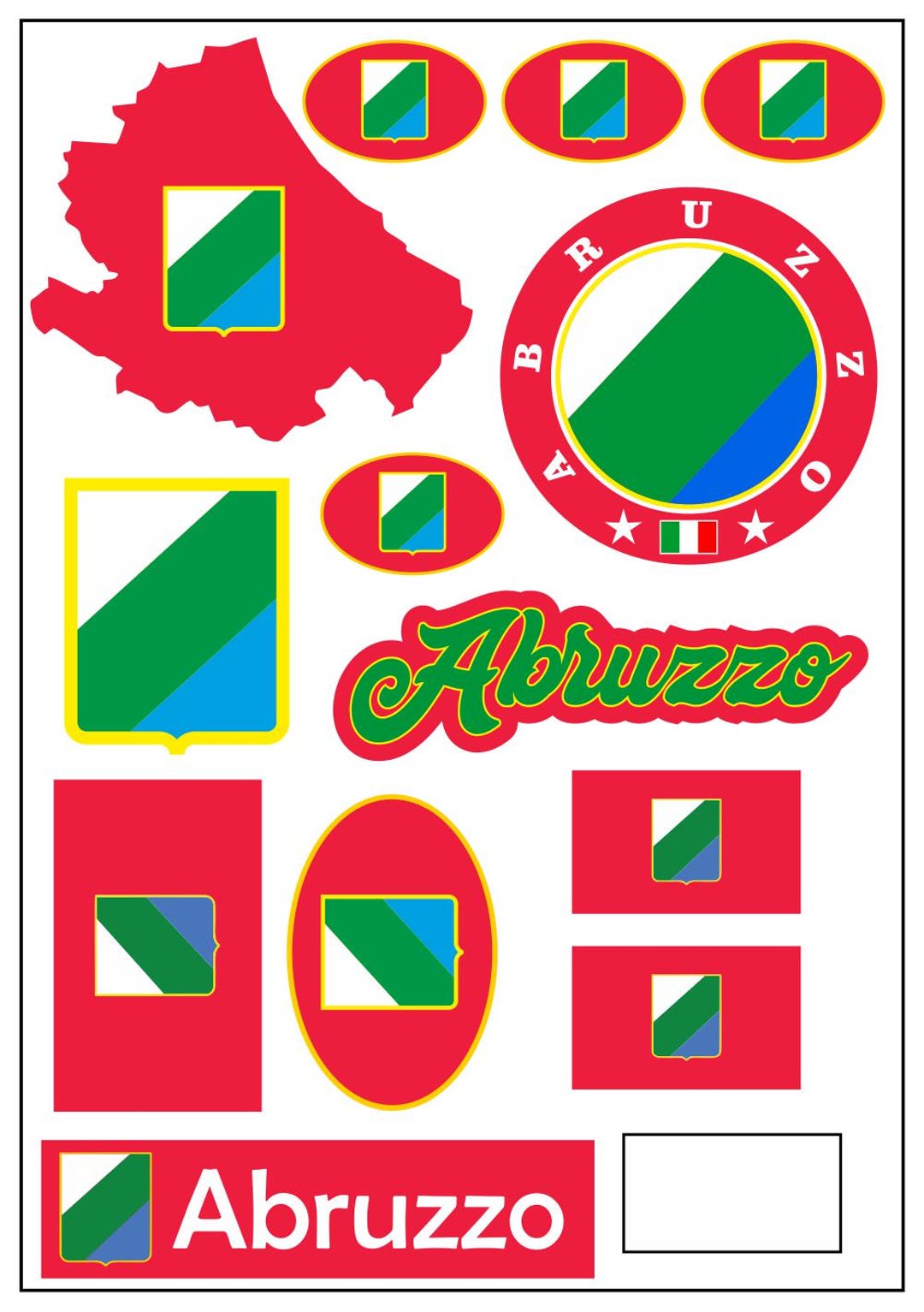 Abruzzo Sticker Set 13x – Flag Decal Car Motocyle PC Notebook Tuning AK ...
