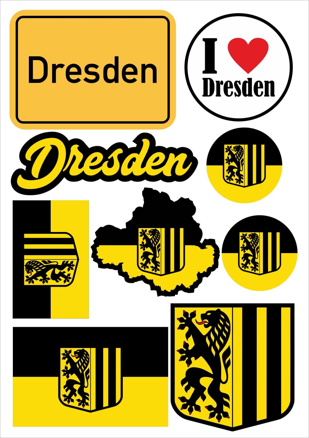 Dresden Sticker Set 9x – Flag Decal Car Motocyle PC Notebook Tuning ST ...