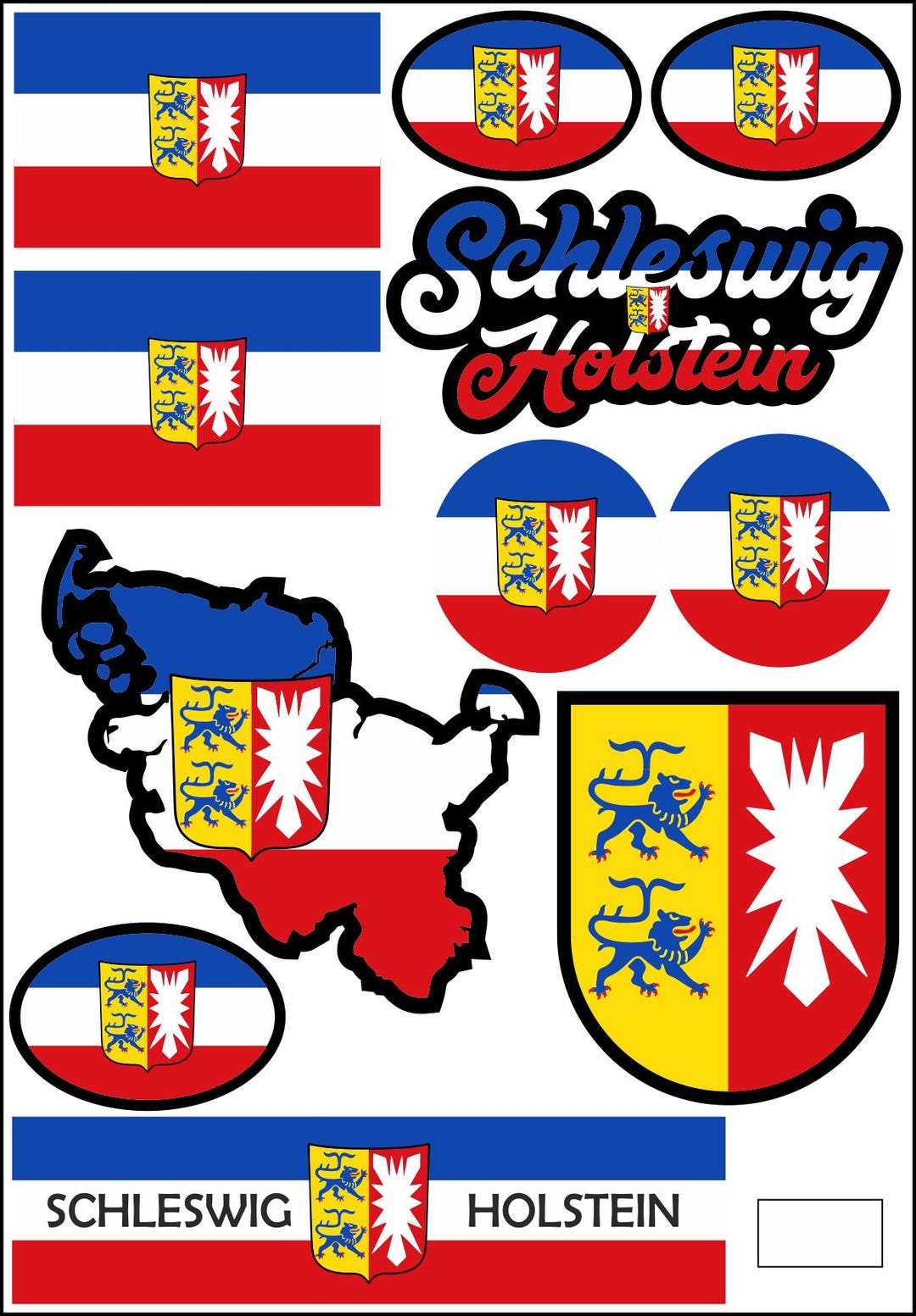 Schleswig Holstein Sticker Set 11x – Flag Decal Car Motocyle PC ...