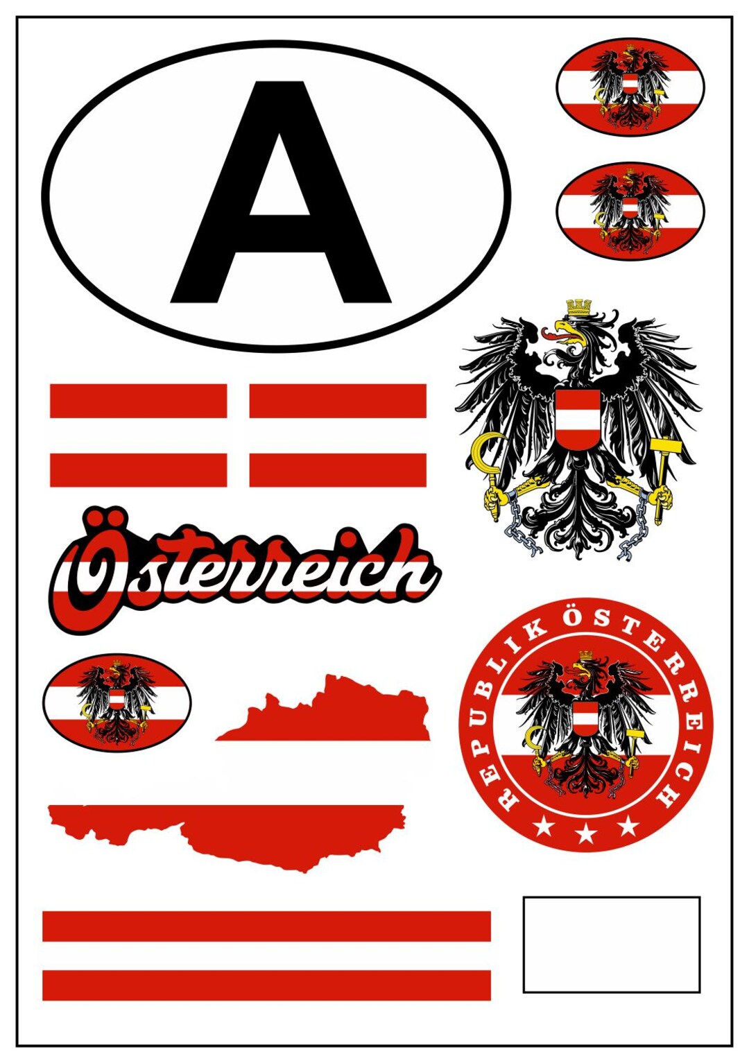 Austria Sticker Pack 11x – A Oval Decal, Flag Designs and Austria Map ...