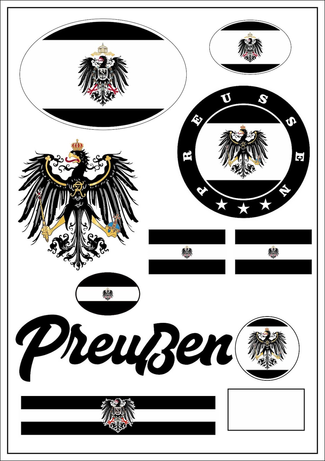 Prussia Preußen 9x Decal Pack – Sticker Flag and Map Sticker Set AKN - Etsy