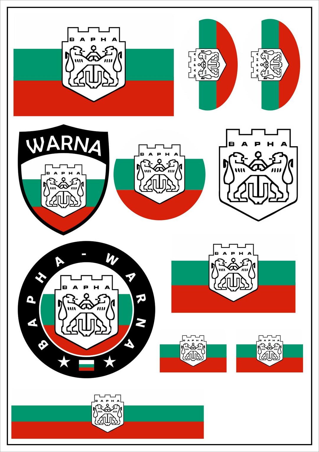 Warna Bulgaria Sticker Set 11x – Flag Decal Car Motocyle PC Notebook ...