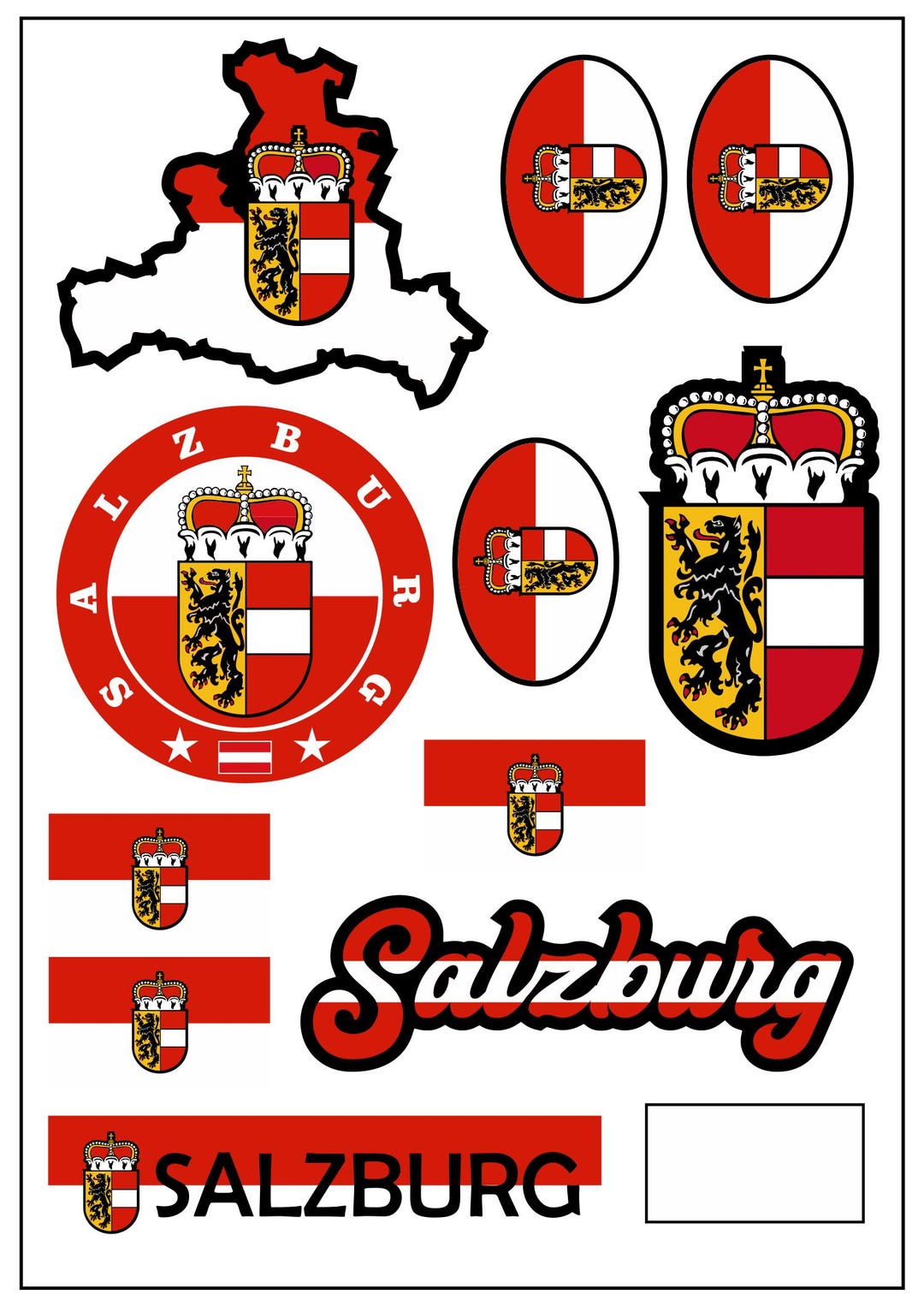 Salzburg Österreich Sticker Set 9x – Flag Decal Car Motocyle PC ...