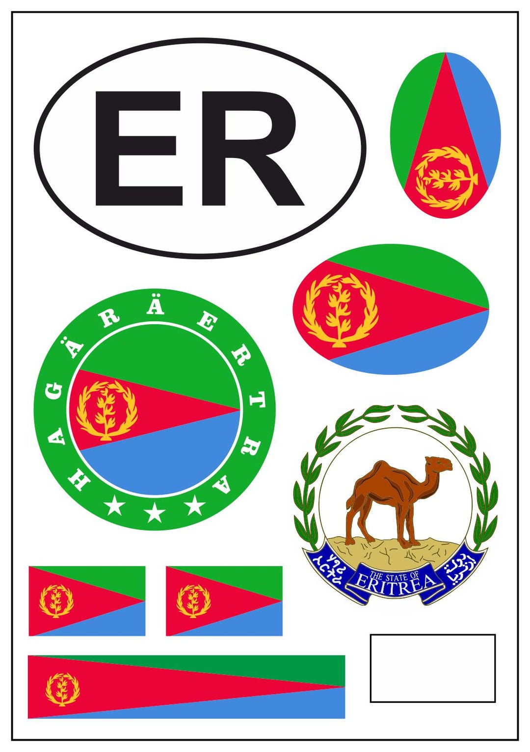 Eritrea Sticker Set 8x – Eritrean Flag Decals & ER Country Stickers AK ...