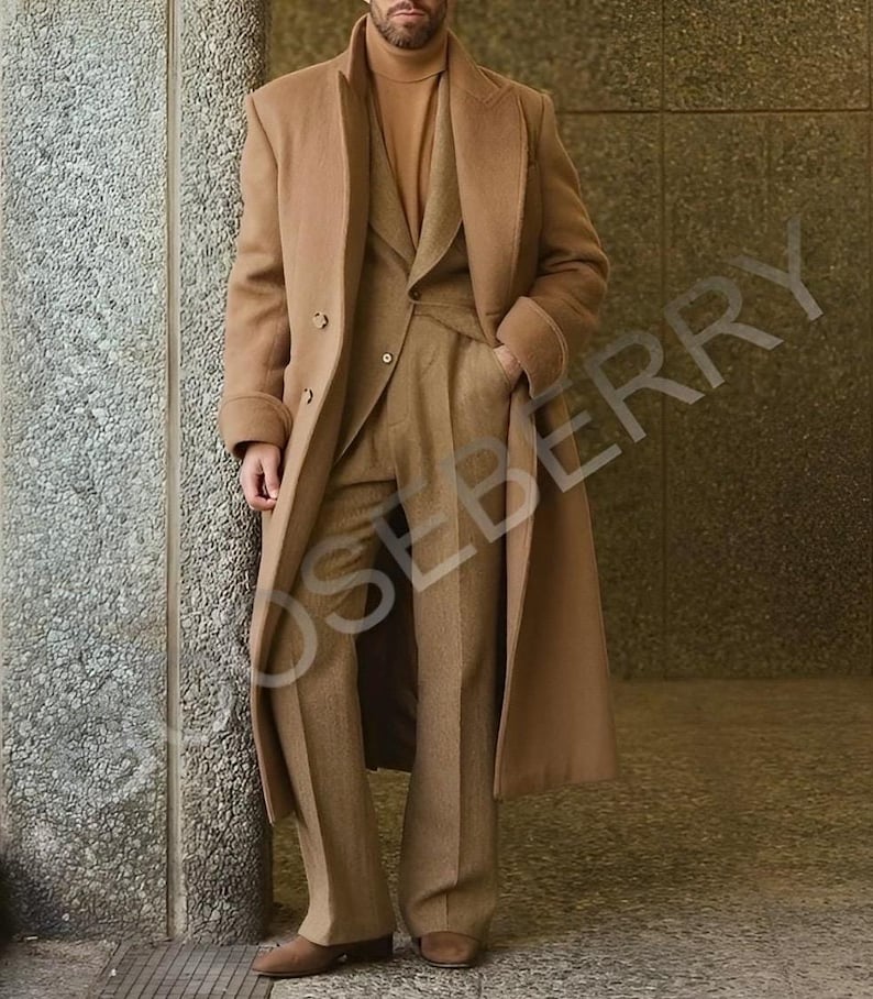 GOOSEBERRY Camel Wool Blend Overcoat - Men's Slim Fit Topcoat - Etsy