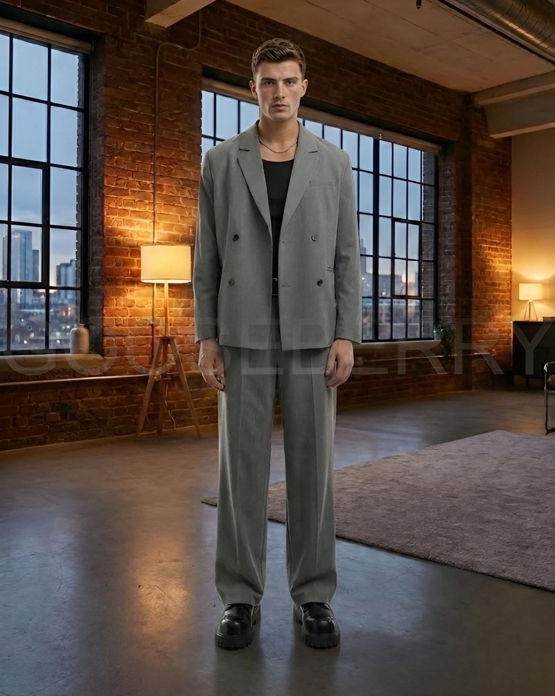Grey Double-breasted Suit | Terry Rayon, Wide-leg Trousers - Etsy