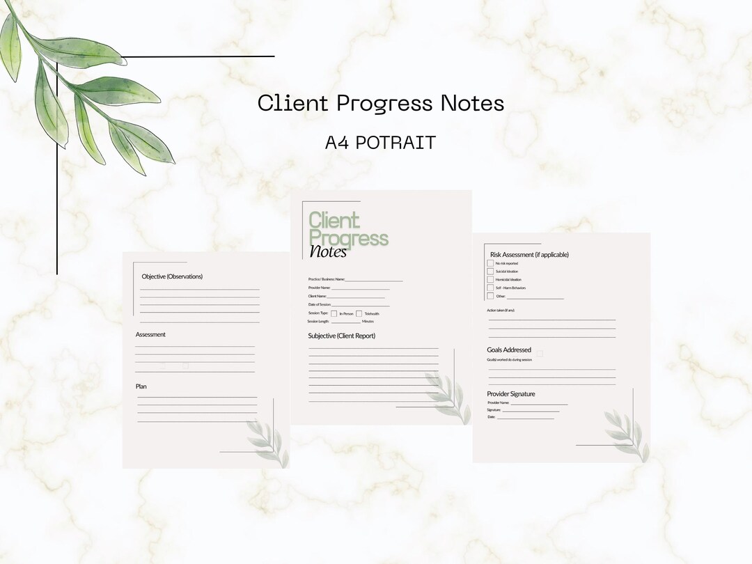 Editable Client Progress Notes, Mental Health, Therapy Progress Notes ...