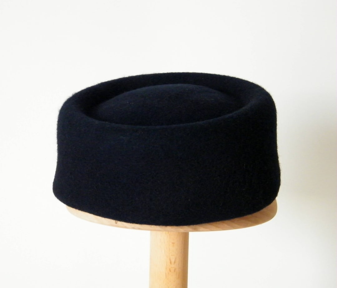 Jackie Navy Wool Felt Pillbox Hat: 50s Style Dress Hat - Etsy