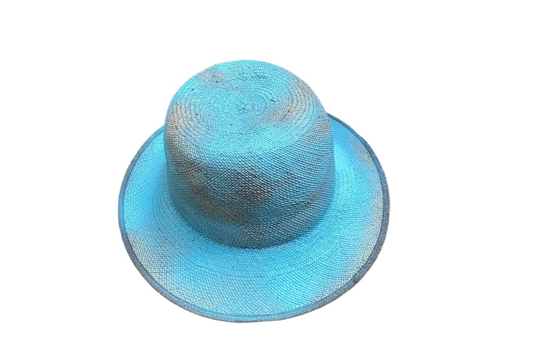 Blue Summer Hat, Authentic Panama for Women, Straw Sun Hat, Boho Straw ...