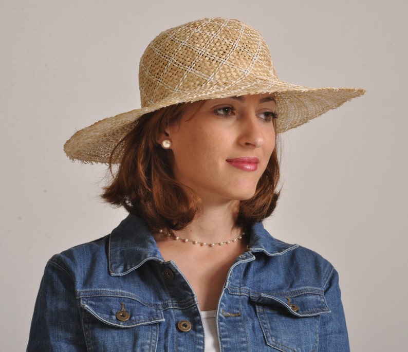 Straw Hat With Chin Strap Hat For Women Wide Brim Summer Etsy